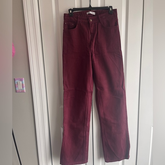 Zara | Jeans | Nwot Zara Maroon Jeans | Poshmark